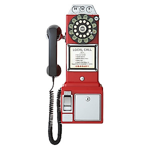 Crosley CR56-RE 1950's Payphone with Push Button Technology, Red