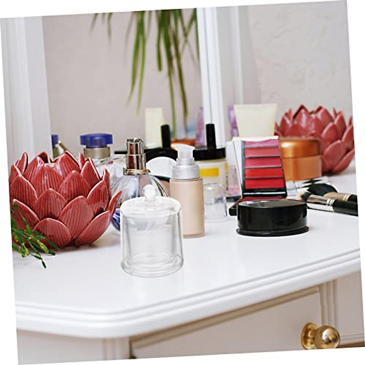 Garneck 1 Set Candlestick Food Glass Dome Glass Candle Cups Food Serving Cover Glass Container with Lid Clear Glass Bell Jar Desert Cloche Dome Candle Holder Dome Crystal Household Cake