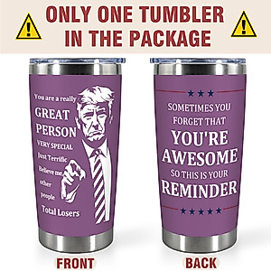 Birthday Gifts for Men Women, Thank You Appreciation Gifts, Sometimes You Forget You Are Awesome Gifts, Inspirational Birthday Gifts for Best Friends, Coworker, Boss, 20 Oz Tumbler, Purple