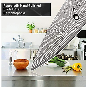 8 Inch Chef's knife, blade length 20 cm, professional kitchen knife, chef's knife, utility knife made of carbon stainless steel, extra sharp knife blade with ergonomic handle