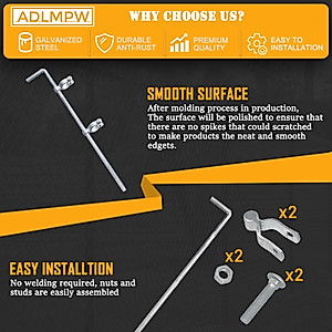 1-3/8" × 32" Gate Drop Rod, Galvanized Steel Gate Cane Bolt for Chain Link Fence, with 2pcs 1-3/8" Female gate Frame Hinge.