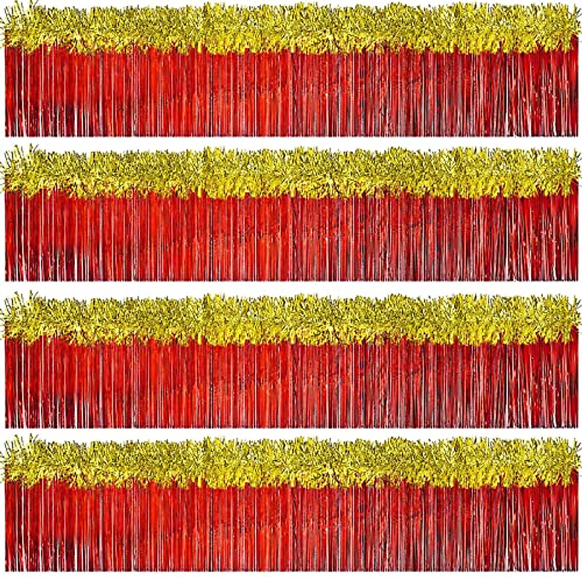 10 Pcs Graduation Parade Float Decorations, Include Foil Fringe Garland Set of 4 and Metallic Twist Garland Set of 6, Car Decorations for Congrats Grad (Cute Red and Gold)