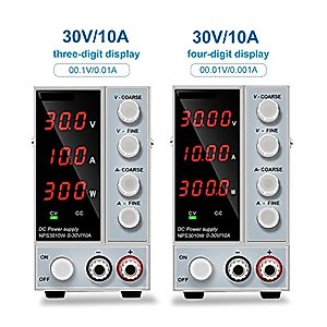 Adjustable DC Power Supply 30V 10A LED Digital Display Lab Power Supply 60V 5A Voltage Regulator 120V3A for Phone Repair(4Digits 120V 3A)