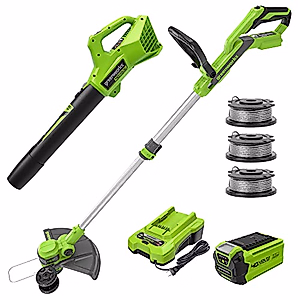 Greenworks 40V 13-Inch Cordless String Trimmer/Edger and Leaf Blower Combo Kit + 3 Bonus Spools, 2.0Ah Battery and Charger Included