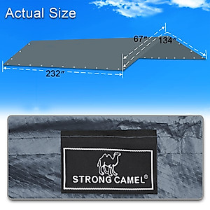 Strong Camel Carport Conopy Cover 10'x20' Replacement for Car Tent Outdoor Top Garage Shelter with Ball Bungees, Grey (Only Cover, Frame Not Included)