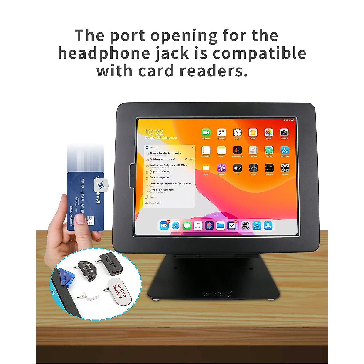 CarrieCathy Desktop Anti-Theft Security Kiosk POS Stand Holder Enclosure for 2022 2021 2020 iPad Pro 11", 10.9" 2022 iPad Air 5, 2020 iPad Air 4, Flip & Rotate