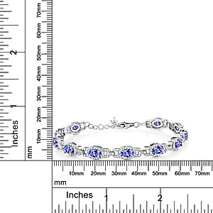 Gem Stone King 925 Sterling Silver Blue Tanzanite Tennis Bracelet For Women (8.55 Cttw, Gemstone Birthstone, 7 Inch with 1 Inch Extender)