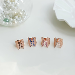 Cute Angel Wings Ring Sapphire Color Cubic Zirconia Rings Royal Blue, Rose Gold Plated, Nickel Free Rings for Lovely Women (No. 7G - Angel's Wings Royal Blue)