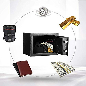 Digital Electronic Safe Box Small Home Office Security Safe with Digital Lock Wall Cabinet Safe for Jewelry Money Gun Valuables,Solid Steel with 4 Batteries (Black)