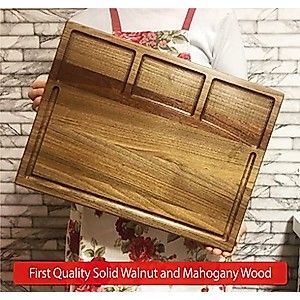 Bilikolik Large Walnut Wood Cutting Board for Kitchen (16x12x1.15) - Reversible Serving Tray - Walnut Cutting Board - Butcher Block - Meat, Vegetables, Fruits, Cheese