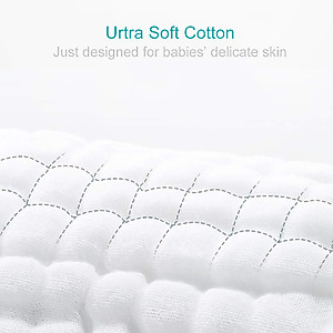 2 Pack Muslin Baby Swaddle Blanket Baby Nursery Bath Towel 6 Layers 43.3'' by 41.3'' Super Absorbent Premium Soft Natural for Sensitive Skin Baby 100% Organic Cotton