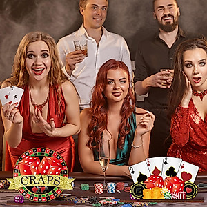 Juexica 6 Pcs Casino Party Decoration Casino Table Signs Casino Night Table Centerpieces Wooden Las Vegas Themed Party Decorations Poker Decor for Housewarming Casino Bar Birthday Party Supplies