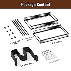 Housolution Pot Lid Organizer, Upgraded Expandable Pot and Pan Organizer with 14 Adjustable Deeper U-Shaped Dividers, Pot and Pan Storage Rack Lid Holder for Cabinet, Black