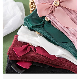 QandSweet Baby Newborn Knee High Socks Seamless Toddler Girls' Big Bow Button Cotton Stockings 0-6 Months