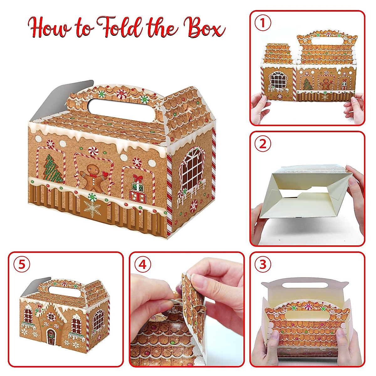 FRIDAY NIGHT Christmas Treat Boxes Gingerbread House Cardboard Cookie Goody Gable Candy Bags Cupcake Box for Treat Candy Goodies(12 Pcs)…