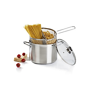 Barazzoni – Spaghetti Pot with Double Basket, 24 cm Diameter, 18/10 Stainless Steel Made in Italy