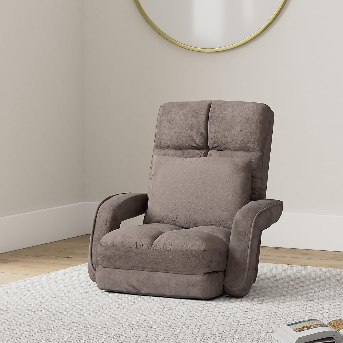 FLOGUOR Indoor Chaise Lounge Sofa Floor Chair with Back Support for Adults Folding Lazy Sofa with Armrests and Pillow Gaming Chairs 8808CO