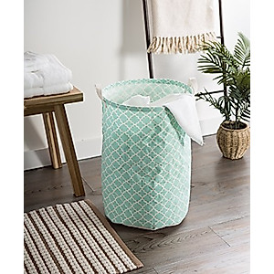 DII Laundy Collection, PE Coated Collapsible Bin, Aqua Lattice, Laundry Hamper