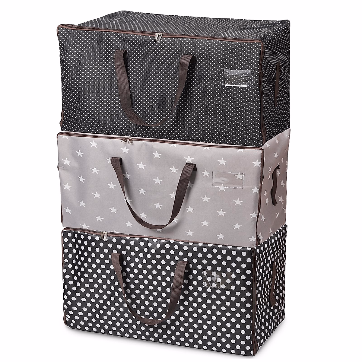 Yopay 3 Pack Extra Large Moving Bags, Heavy Duty Packing Tote Bags for Moving, Waterproof Strong Handle Zipper Clothes Storage Containers Bins for Camping and Travel, 28" L X 14" H X 16" D