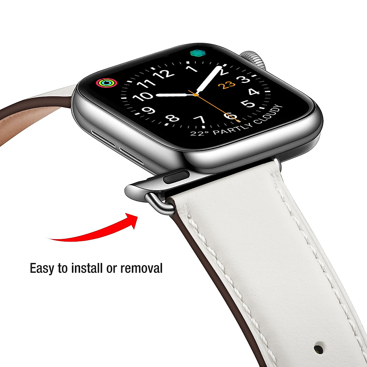 OMIU Leather Bands Compatible with Apple Watch Band 38mm 40mm 41mm 42mm 44mm 45mm 46mm 49mm, Genuine Leather Wristband Starp for iWatch SE Series 10 9 8 7 6 5 4 3 2 1 Ultra for Women Men