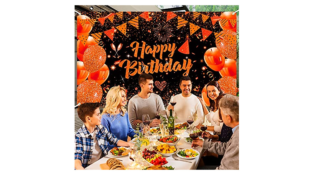 Orange Birthday Banner - Large Festive Backdrop for Parties