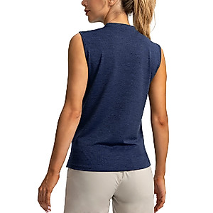 SANTINY Women's Sleeveless Golf & Tennis Polo Shirt - Quick Dry, Lightweight Tank Top (Navy, S)