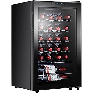 STAIGIS Wine Cooler Refrigerator Freestanding, Mini Wine Fridge 24 Bottle w/Digital Control, Countertop Mini Fridge for Red & White, Glass Door