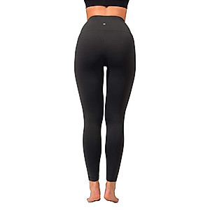 90 Degree By Reflex Ankle Length High Waist Power Flex Leggings - 7/8 Tummy Control Yoga Pants - Black - Large