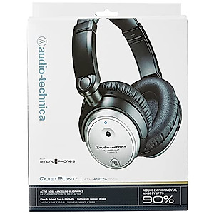 Audio-Technica ATH-ANC7b-SViS QuietPoint Noise-Cancelling Headphones with In-Line Mic & Control,Black