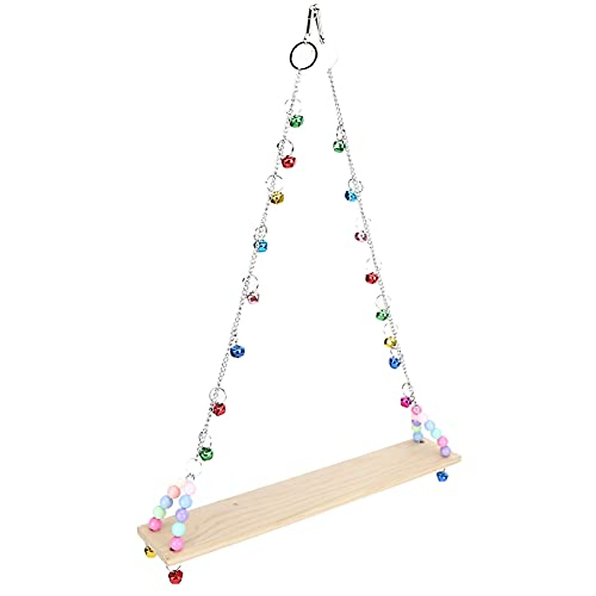 Chicken Swing, Pet Chicken Swing Toys with Natural Wooden Chicken Wooden Standing Swing Toys Hanging Perch with Bells for Medium Large Parrots HenToys