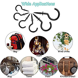 30 Pcs 3 inch Ceiling Hooks, Nickel Plated Metal Screw-in Cup Hooks, Black