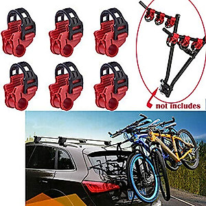 6pcs/Set Car Bicycle Stand SUV Vehicle Trunk Mount Bike Rack Hitch Stand Storage Carrier Spare Hooks with Racks Rubber Strap Red&Black