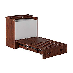 Bowery Hill Murphy Twin XL Bed Chest with Charging Station in Walnut