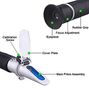 Brix Refractometer with ATC - Tiaoyeer Digital Handheld Refractometer for Beer Wine Brewing, Dual Scale-Specific Gravity 1.000-1.130 and Brix 0-32%