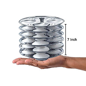 IndiaBigShop Stainless Steel 6- Rack Idli Stand, idli maker, idli Maker Steel, idli Plates Makes 24 Idlis
