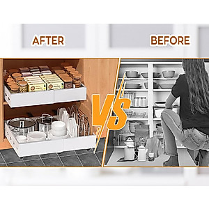 Pull Out Cabinet Organizer Pull Out Drawers for Cabinets with 4pcs Divider Racks, 12.8"-20.5" W and 16.5" D Adjustable Heavy Duty Cabinet Pull Out Shelves Kitchen Cabinets Slide Out Drawers