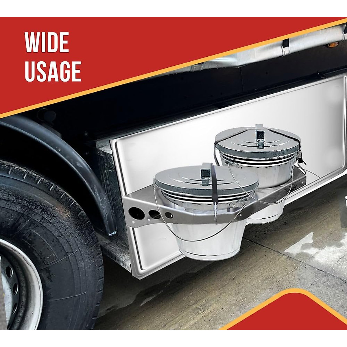 Mytee Products Galvanized Trash Can w/Lid Ideal for Trailers - 6 Gallon Steel Mounted Small Outdoor Garbage Can for Home, Office, Bathroom, Kitchen - Fire and Heat Resistant