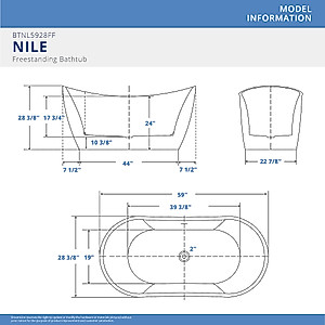 DreamLine Nile 59 in. L x 28 in. H Acrylic Freestanding Bathtub with Matte Black Finish