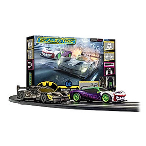 Scalextric Batman vs Joker 1:32 Spark Plug Slot Car Race Track Set C1415T, Black