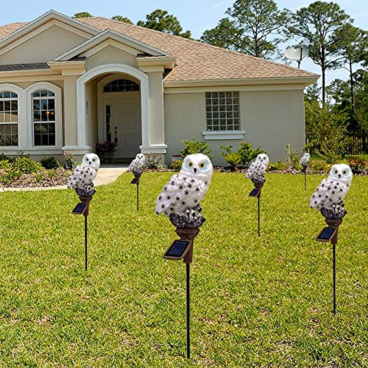 sknonr Solar Lawn Light 2pcs Waterproof LED Owl Shape Outdoor Courtyard Lawn Lighting Home Garden Courtyard Decoration 45x10.5x7.5cm