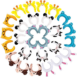 Valentines Day Cards For Kids - 28 Valentine Cards + 28 Inflatable Animal Headbands + 28 Gift Envelopes & Tattoos, Animal Greeting Cards Valentines Exchange Cards for Kids Boys Girls School Classroom