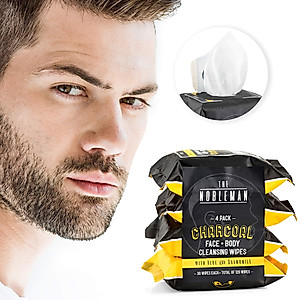 Men's Charcoal Face + Body Cleansing Wipes - 4 Pack (120ct)