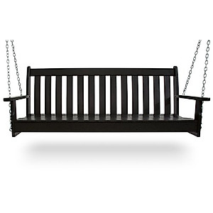 POLYWOOD GNS60BL Vineyard 60" Outdoor Swing, Black
