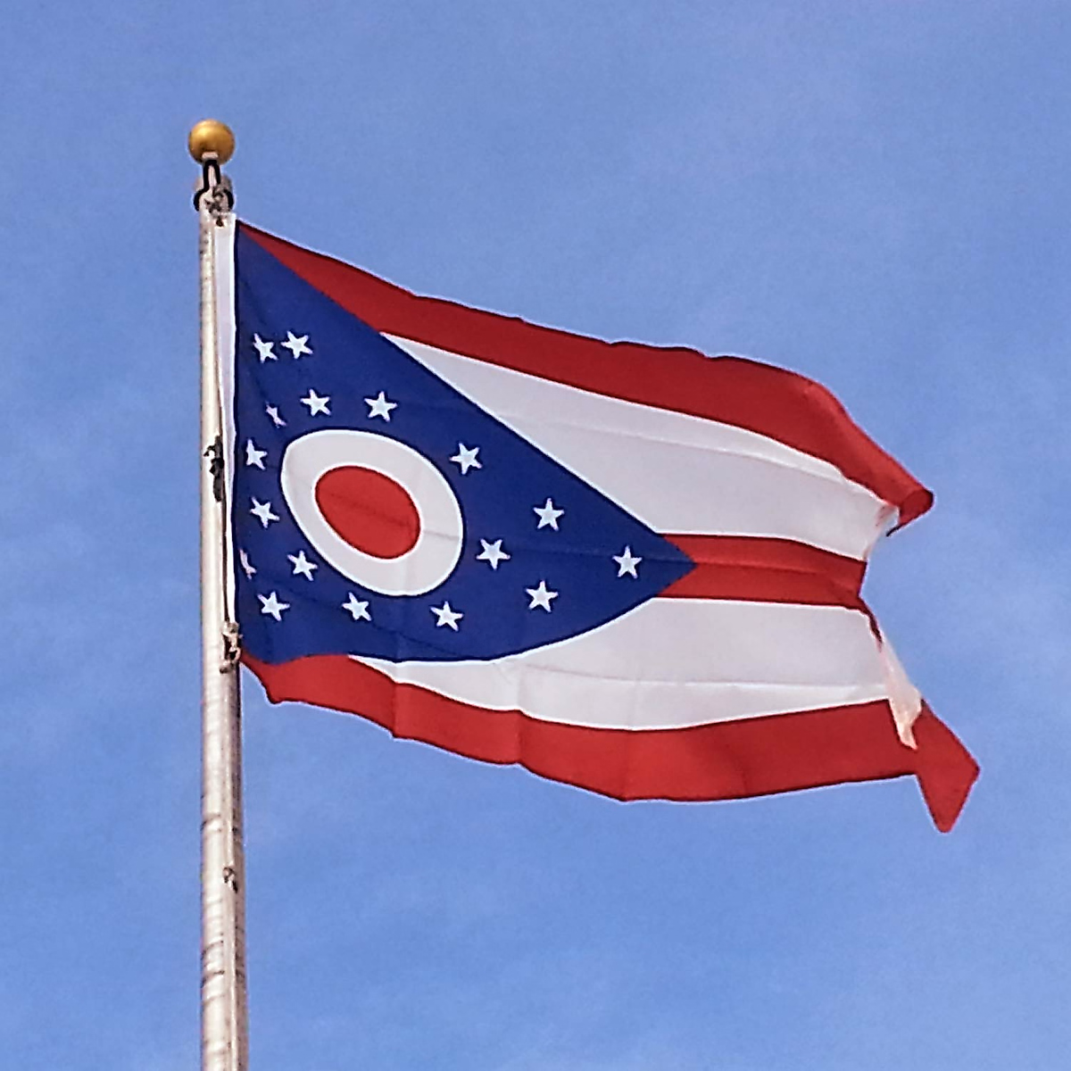 FLAGBURG Ohio State Flag 3x5 ft OH Flag The Buckeye State Flag Heavy Duty 210D Nylon with Embroidered Stars Outdoor Indoor All Weather Burgee Flag with Strong Canvas Header/Brass Grommets/Sewn Stripes