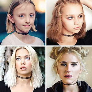 BodyJ4You 30PC Choker Henna Tattoo Necklace Bracelet Ring Set - Stretchy 90s Accessories Women Girls Kids - Vibrant Rainbow Pink Green Blue Red Clear White - Elastic Adjustable Jewelry