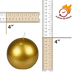 Zest Candle 2-Piece Ball Candles, 4-Inch, Metallic Gold
