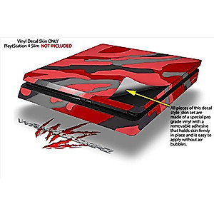 Vinyl Decal Skin Wrap compatible with Sony PlayStation 4 Slim Console Camouflage Red (PS4 NOT INCLUDED)
