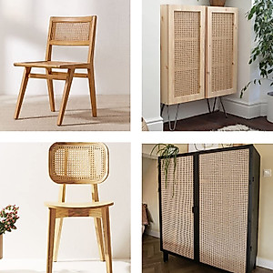 CLAYNIX 14" Width Cane Webbing, Natural Rattan Webbing for Caning Projects - Rattan Cane Webbing Roll - Net Open Weave Wicker Cane Webbing Material for Cabinet, Door (2 Ft Length)