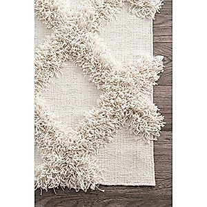 nuLOOM Francene Diamond Trellis Shag Area Rug, 5' x 8', Ivory