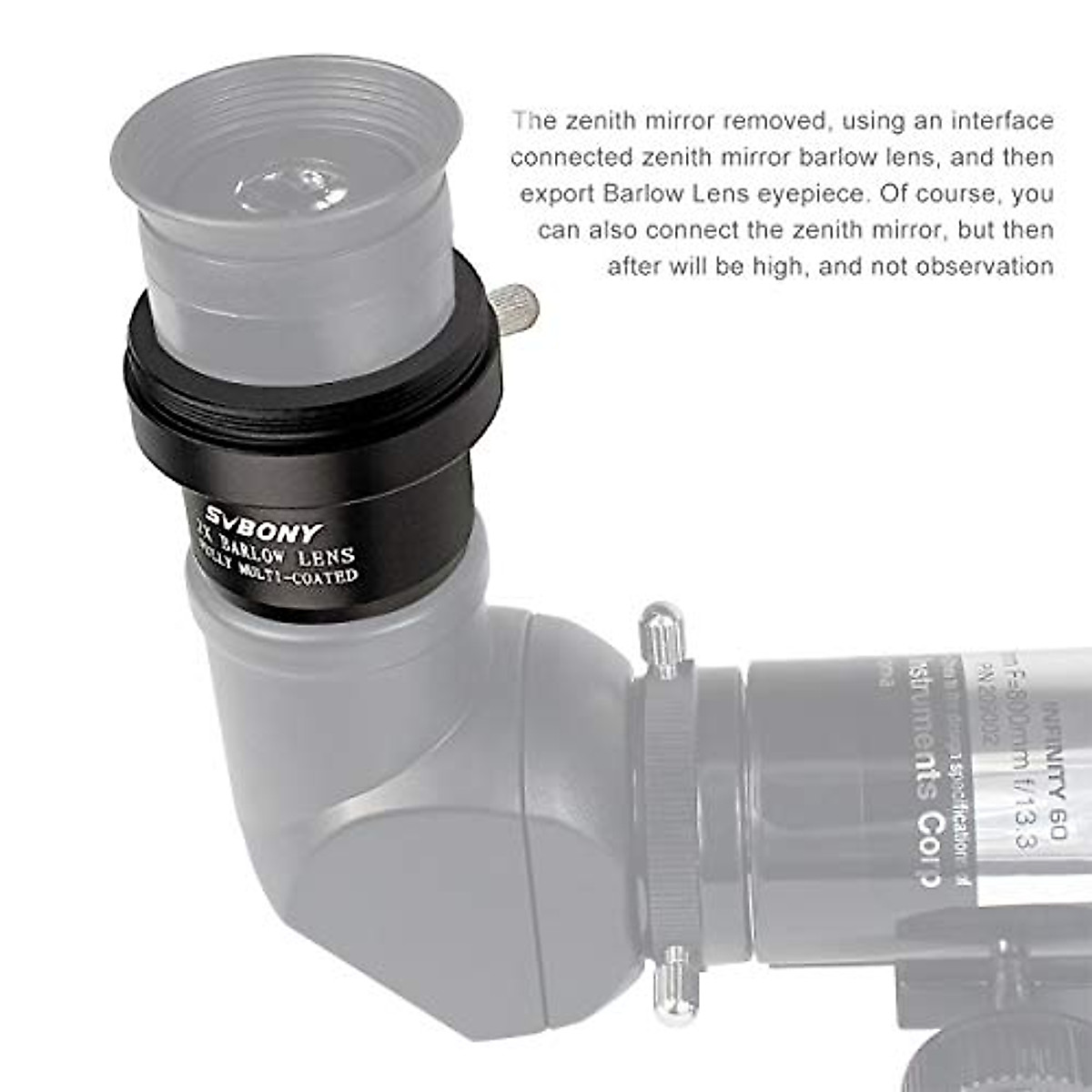 SVBONY 2X Barlow Lens 1.25 inch Double The Magnification Multi Coated Broadband Green Film Telescope Accessory with M42 Thread